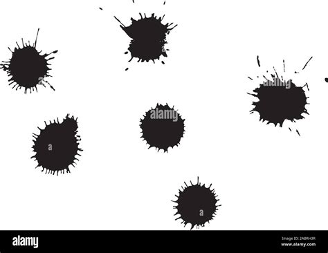 Drop Black Ink Blot Collection Isolated On White Background Stock