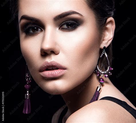 Beauty Fashion Model Girl With Short Hair Brunette Model Portrait Short Haircut Sexy Woman