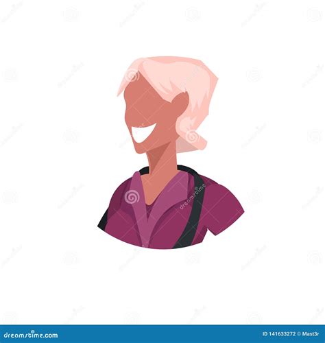 Retrato Femenino Rubio Sonriente Del Personaje De Dibujos Animados Del