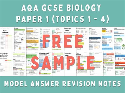 Paper 1 AQA GCSE Biology Concise Revision Notes Flashcards Teaching