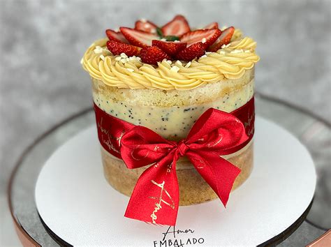 Bolo Naked 15cm 10 Fatias Amor Embalado Confeitaria E Presentes