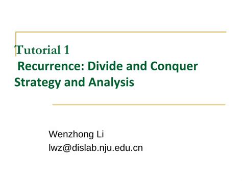 pdf tutorial 1 recurrence divide and conquer strategy and analysis dokumen tips