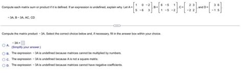 solved −3a b−3a ac cd compute the matrix product −3 a