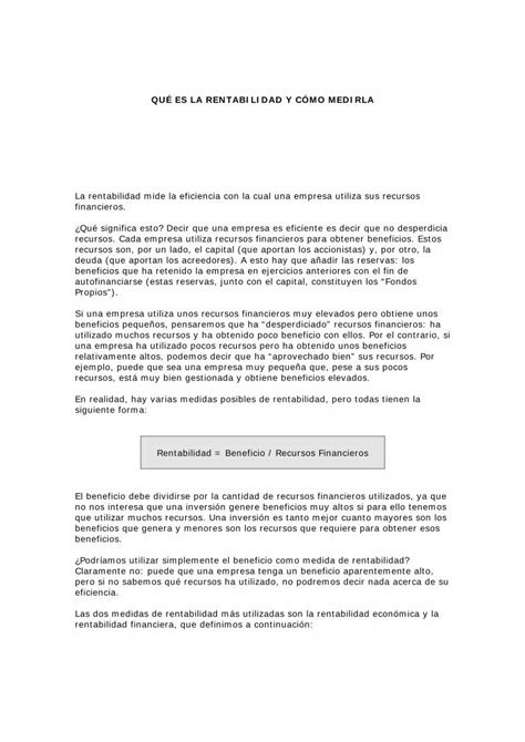 Pdf Qu Es La Rentabilidad Y C Mo Medirla La Rentabilidad Dokumen Tips
