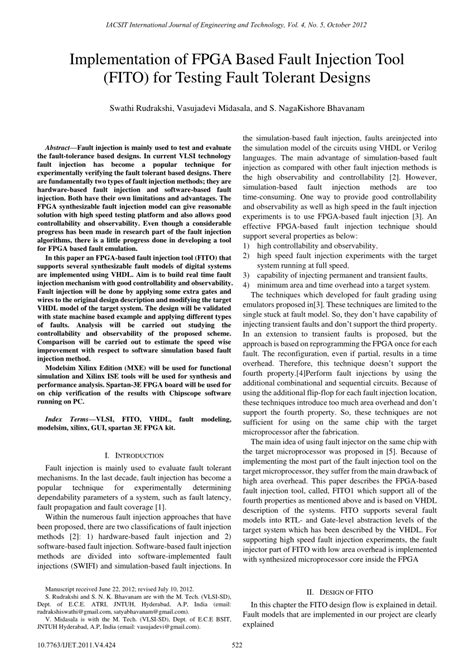 pdf implementation of fpga based fault injection tool fito for testing fault tolerant designs