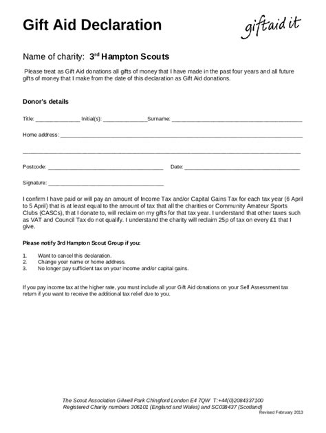 Gift Aid Declaration Doc Template PdfFiller