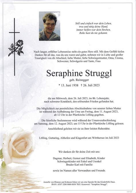 Parte für Seraphine Struggl geb Reinegger pax requiem