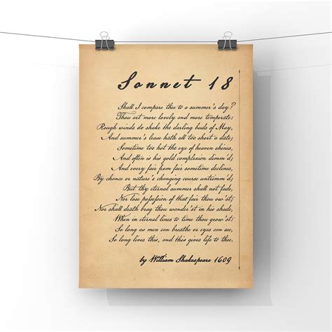 Sonnet 18 Poem By William Shakespeare Poster Print Popular Etsy UK