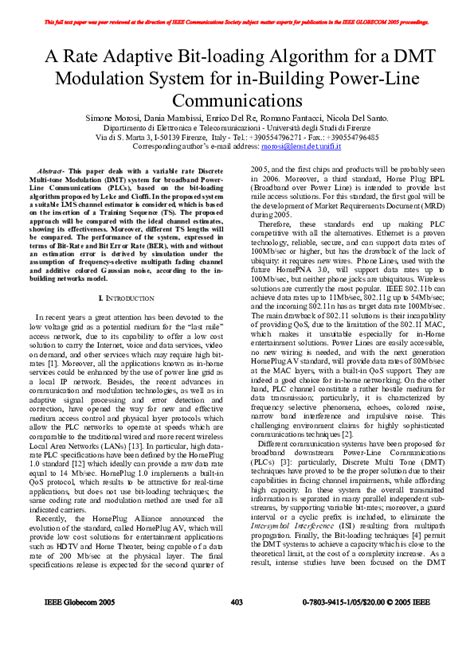 pdf a rate adaptive bit loading algorithm for a dmt modulation system for in building power