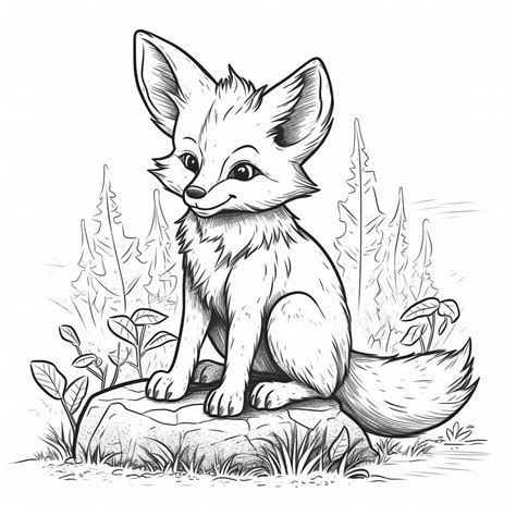 Fuchs Auf Einem Felsen Ausmalbild Kostenlos Herunterladen
