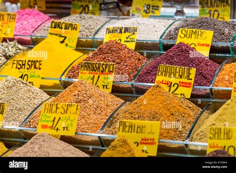 Turkey Istanbul Spice Bazaar Turkish Spices For Sale Stock Photo Alamy