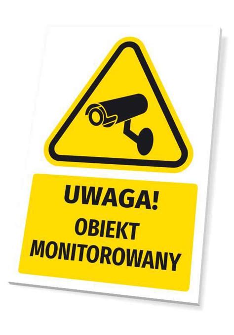 Tabliczka Ostrzegawcza BHP Z Piktogramem Uwaga Obiekt Monitorowany
