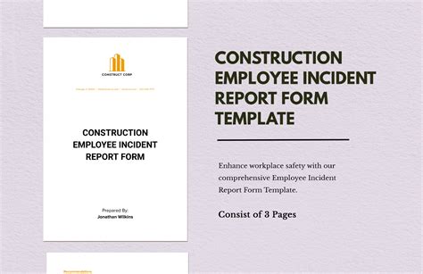 Construction Employee Incident Report Form In Word Google Docs