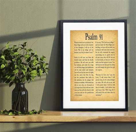 Póster enmarcado del Salmo 91 con impresión del Salmo 91 arte de pared