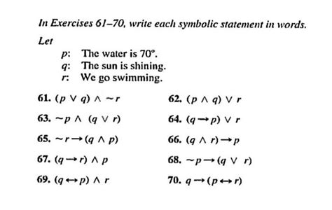 solved in exercises 61 70 write each symbolic statement in words let p 1 answer