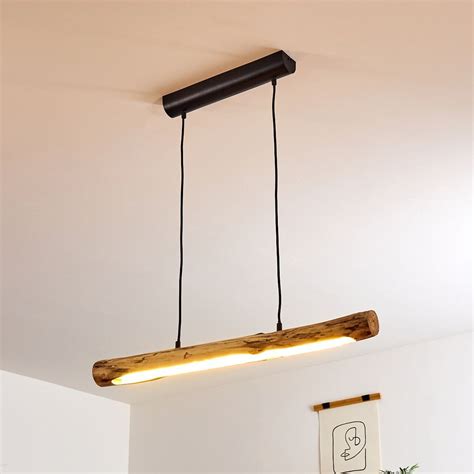 Drewniana lampa wisząca LED sufitowa styl rystykalny boho drewno