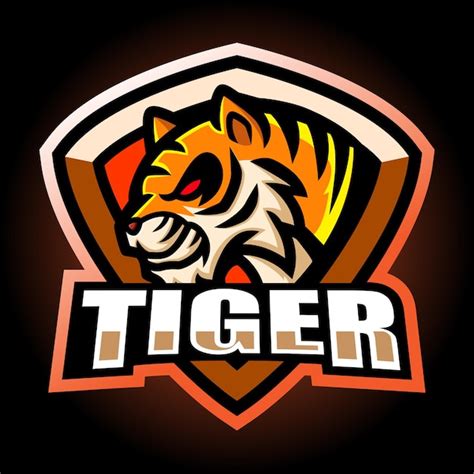 Design Do Logotipo Do Tiger Mascote Esport Vetor Premium
