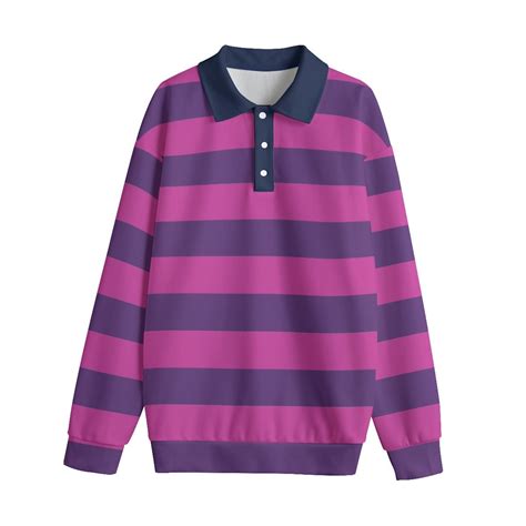 Pink And Purple Striped Rugby Style Unisex Lapel Collar Sweater Etsy Uk