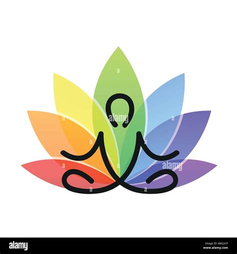 Esquema de yoga meditación con coloridas flores de loto ilustración