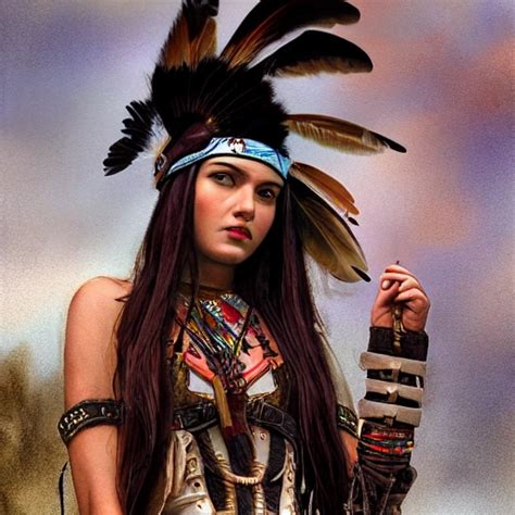 Mdjrny V4 Style Portrait Photograph Of A Girl As American Indian