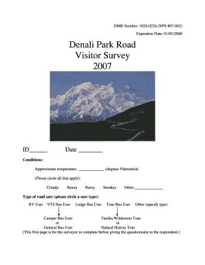 Fillable Online Nps Denali Park Road Visitor Survey 2007 National