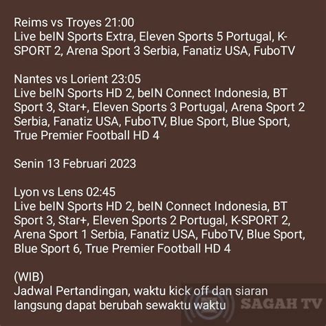 Sagahtvlive On Twitter Rt Sagahtvlive Jadwal Siaran Langsung Ligue