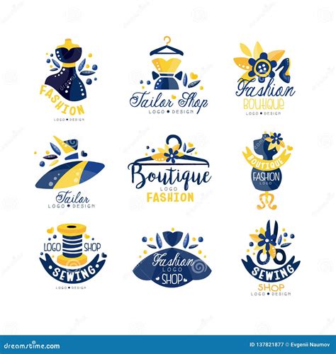 Tienda Del Sastre Sistema Del Diseño Del Logotipo Del Boutique De La