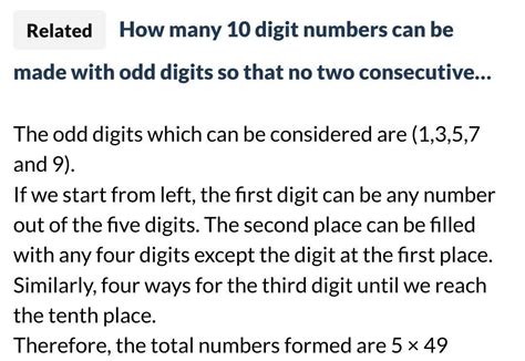 q 23 how many 10 digit numbers can be made with odd digits so that no two consecutive digits are