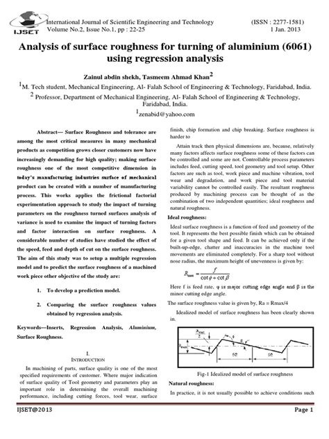 pdf analysis of sanalysis of surface roughness of machining urface roughness for turning of