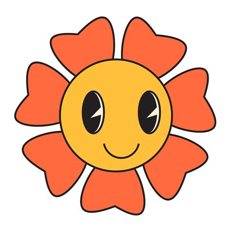 Free Groovy Flower Cartoon Characters Funny Happy Daisy With Eyes And