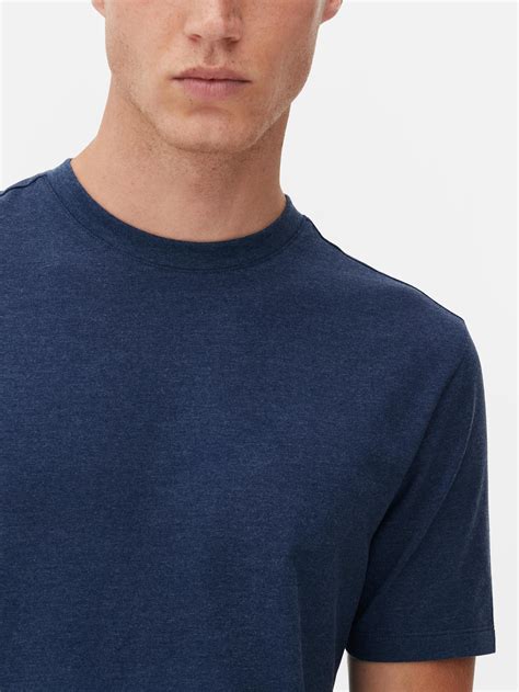 Kurz Rmeliges Slim Fit T Shirt Marineblau Herren Primark