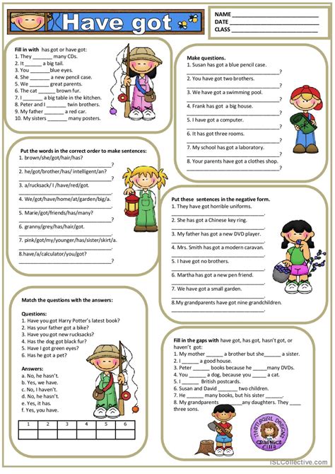 To Have Got English Esl Worksheets Pdf Doc