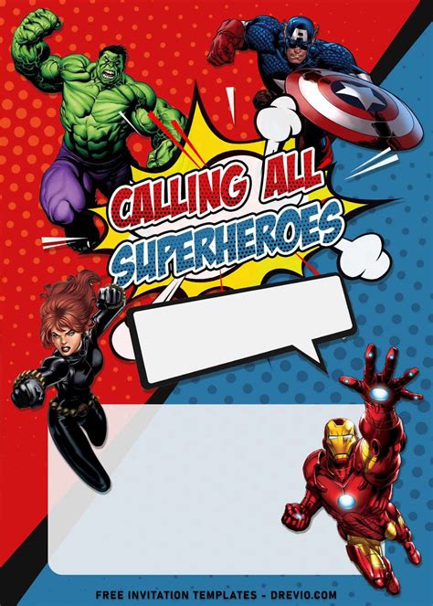 Free Printable Superheroes Birthday Invitation Templates