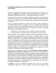 EL TALENTO HUMANO UNA ESTRATEGIA DE ÉXITO EN LAS EMPRESAS CULTURALES