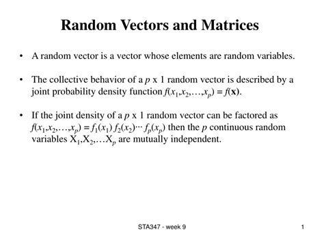 ppt random vectors and matrices powerpoint presentation free download id 9327238