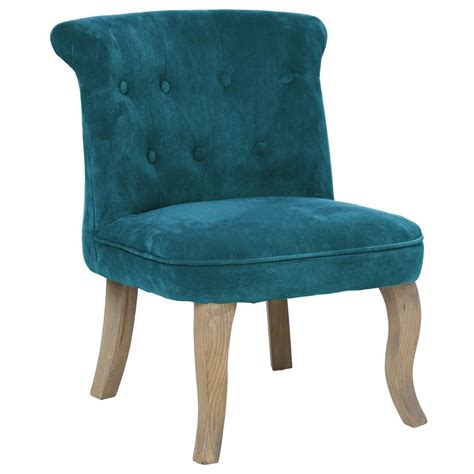 Petit fauteuil Calixte bleu canard en velours Atmosphera créateur d