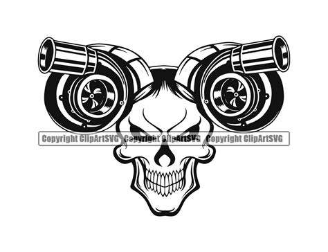 Chrome Skull Turbo Charger Engine Piston Motorcycle Car Repair Etsy