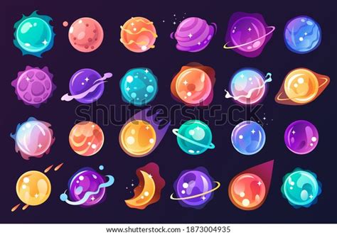 Vector Set Cartoon Planets Colorful Set 库存矢量图免版税1873004935 Shutterstock