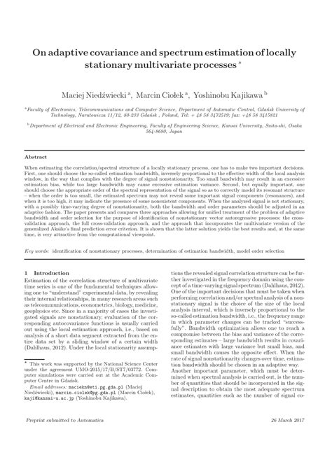 pdf on adaptive covariance and spectrum estimation of locally stationary multivariate processes