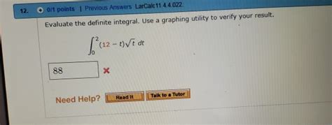 Solved 0 1 Points 12 Previous Answers LarCalc 11 4 4 022 Chegg