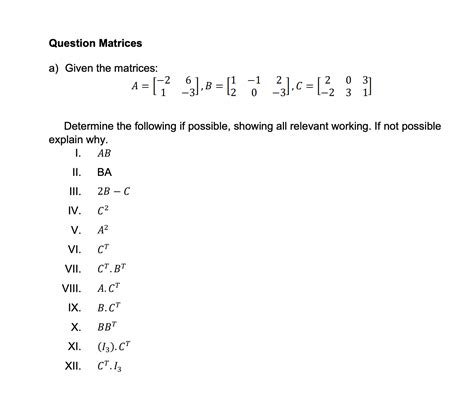 solved a given the matrices [
