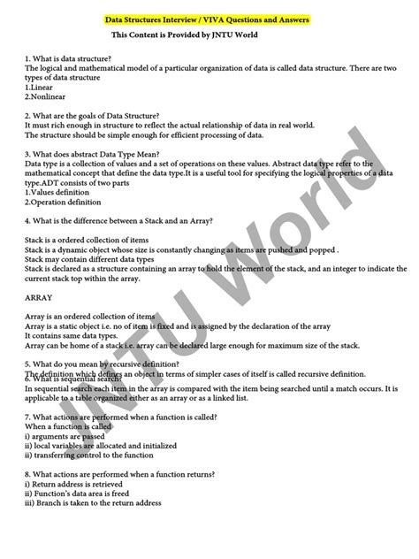 data structures viva questions and answers pdf pointer computer programming queue
