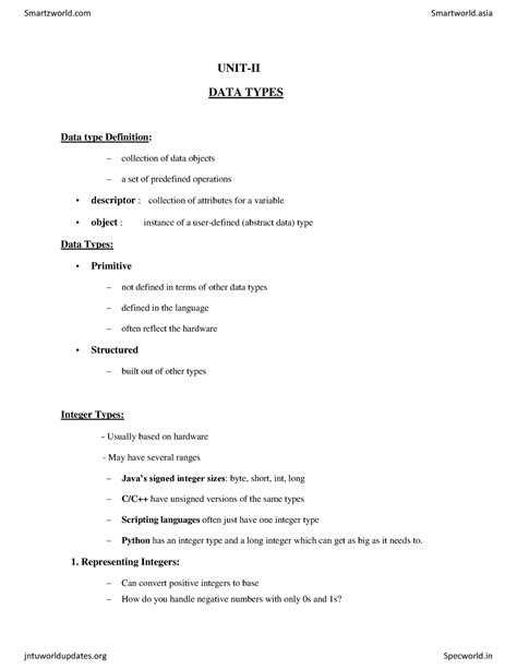 principles of programming languages 1 unit 2 unit ii data types data type definition
