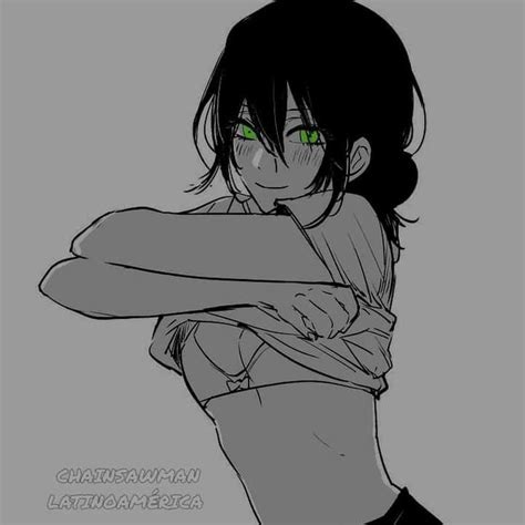 An Anime Girl With Green Eyes And Black Hair Is Holding Her Arm Around Her Chest