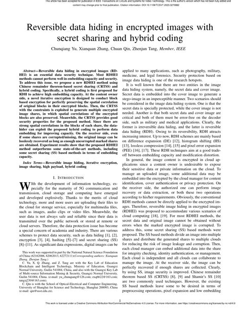 pdf reversible data hiding in encrypted images with secret sharing and hybrid coding