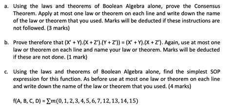 solved a using the laws and theorems of boolean algebra