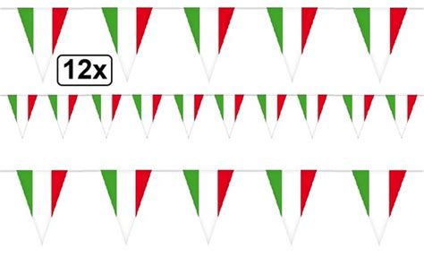 12x Vlaggenlijn Italie 10 Meter Vlaglijn Thema Feest Landen Italiaans