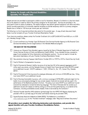 Fillable Online Medicaid Nv Provider Enrollment Checklist For Provider