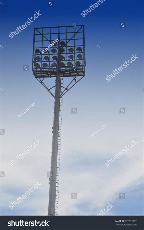 Stadium Light Poles White Clouds Blue Stock Photo 737237887 Shutterstock
