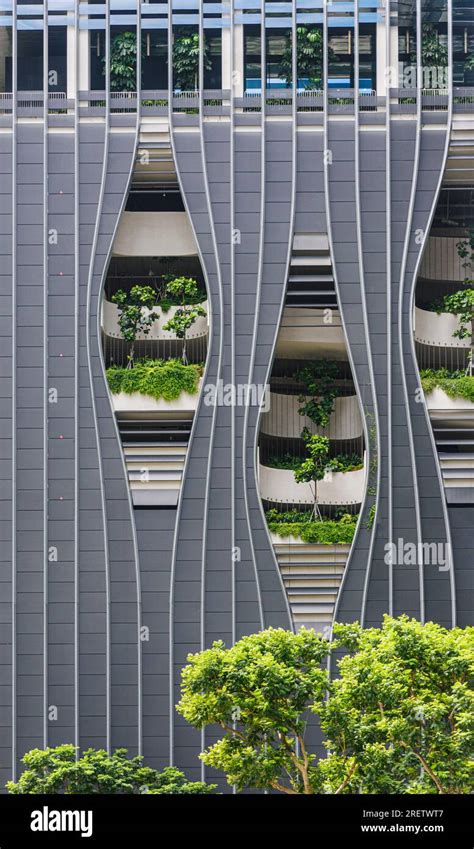 Detail Of The Vertical Gardens In The Eco Friendly Green Building